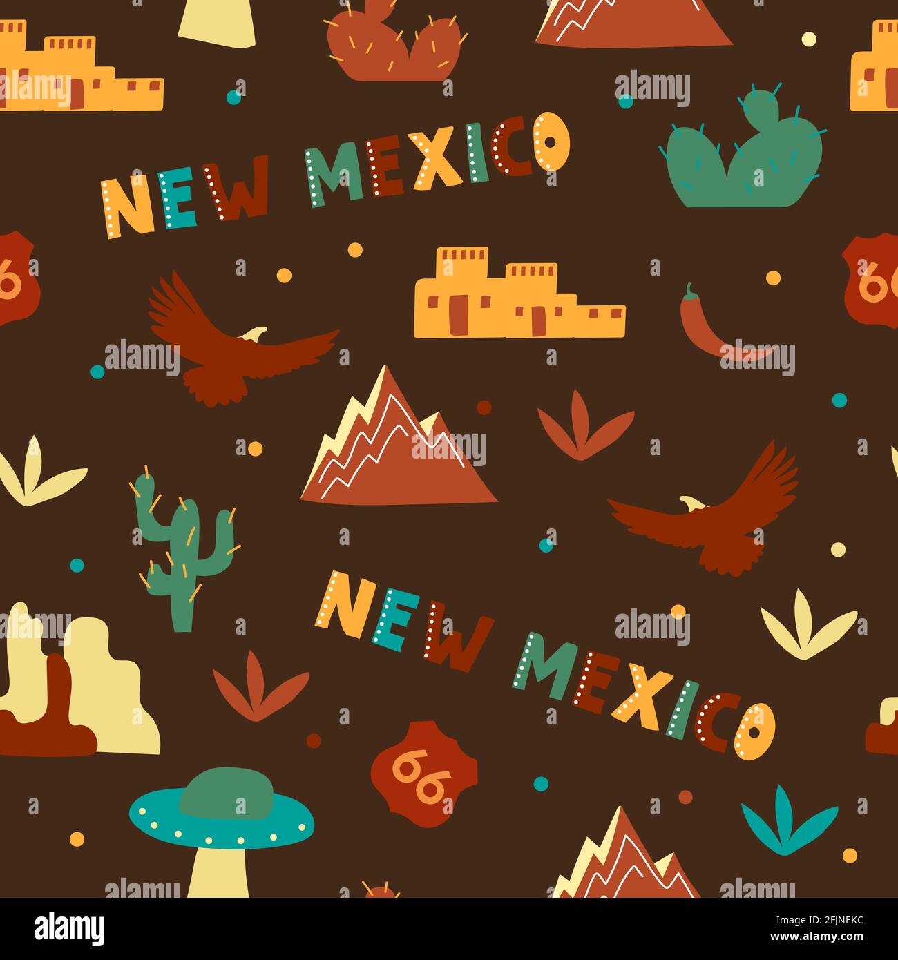 USA collection. Vector illustration of New Mexico heme. State Symbols ...