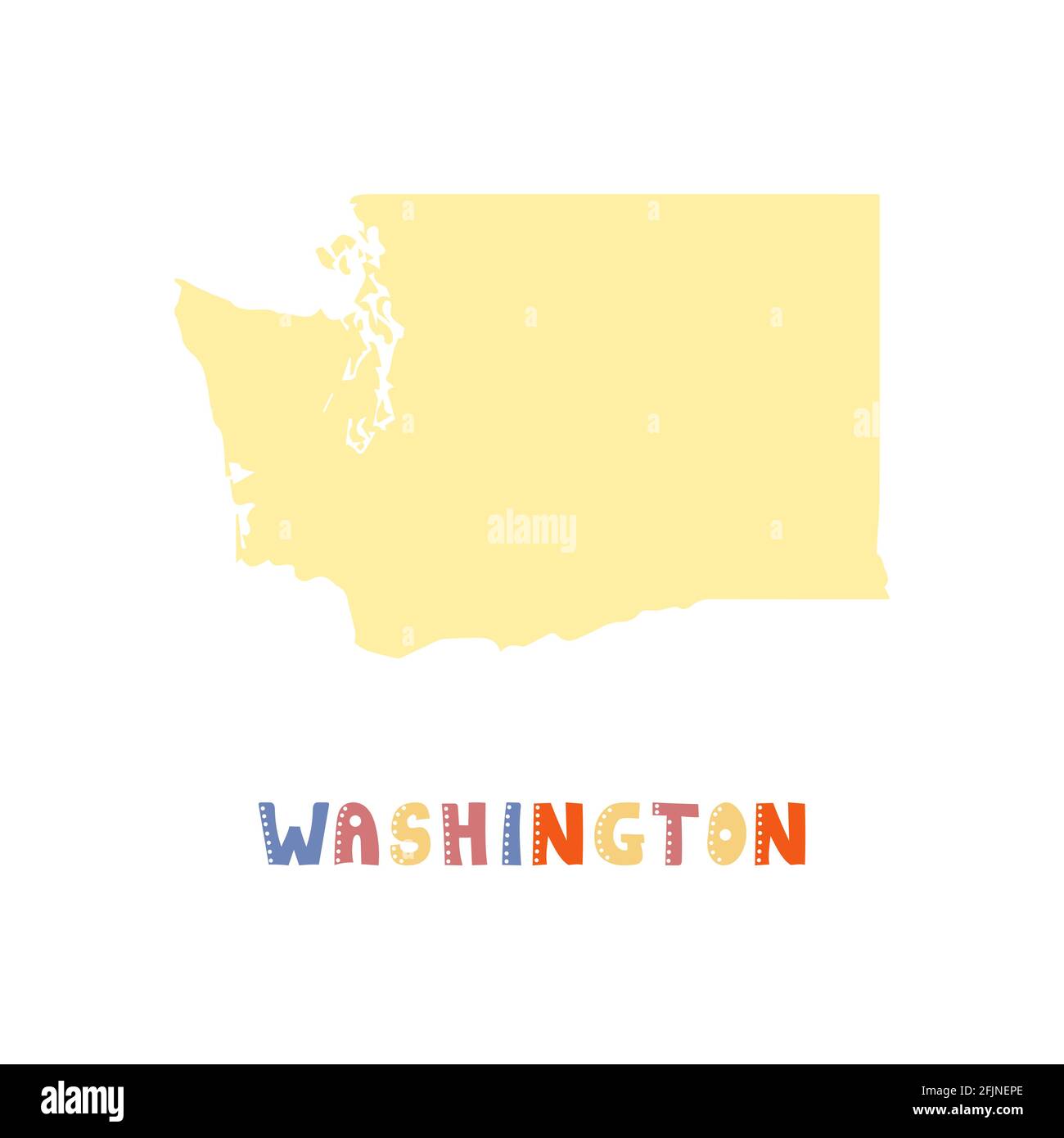 USA collection. Map of Washington - yellow silhouette Stock Vector ...