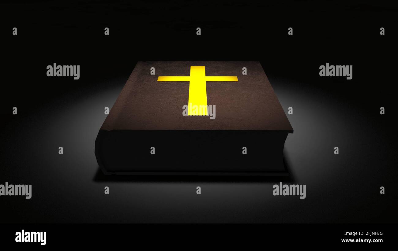 Holy Bible with cross. 3D rendering Stock Photo - Alamy