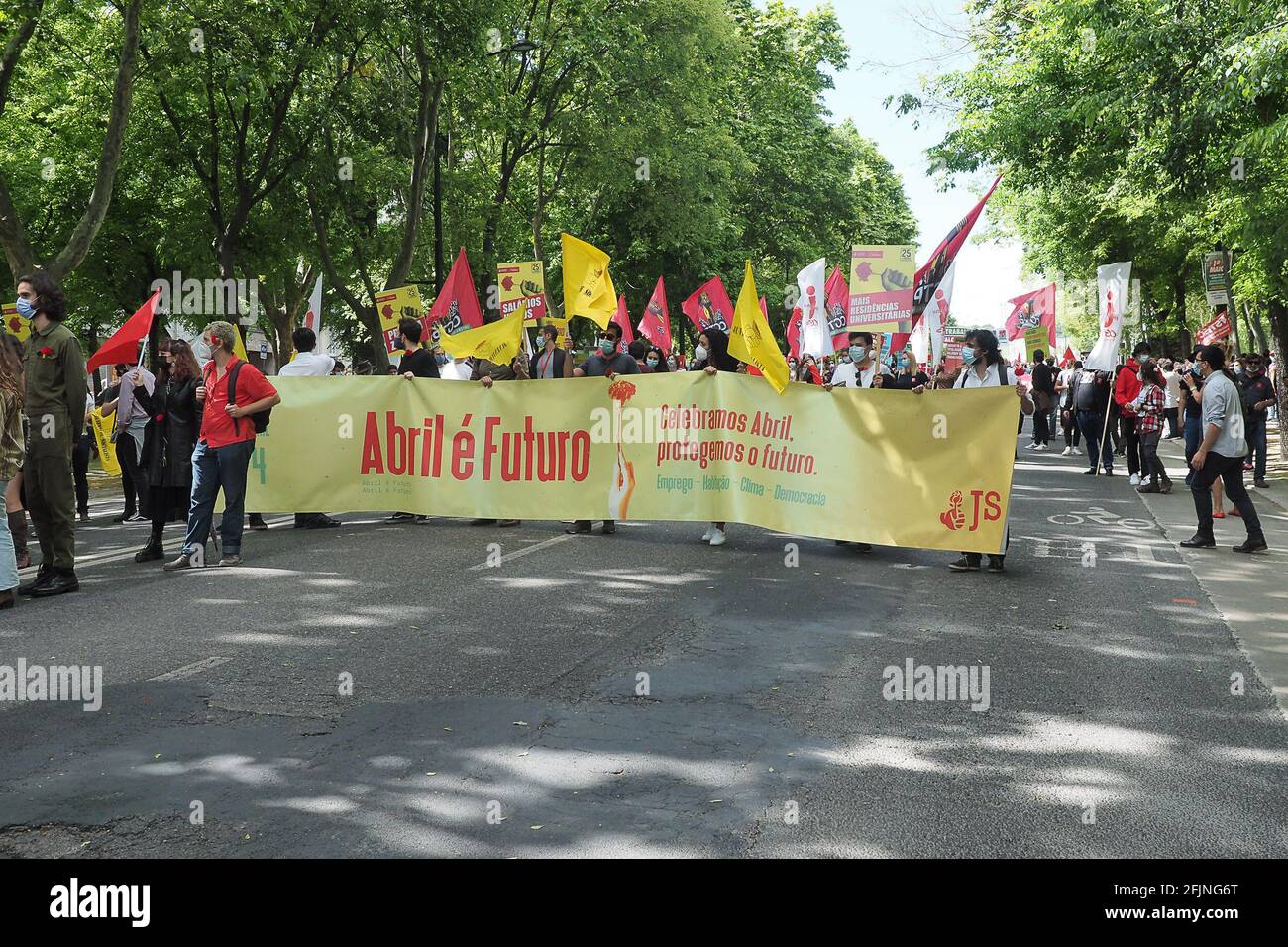 April 25, 2021 Portugal, Lisbon Thousands of people descended Av ...