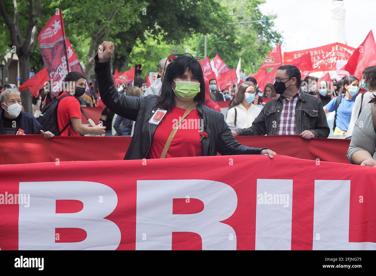 April 25, 2021 Portugal, Lisbon Thousands of people descended Av ...