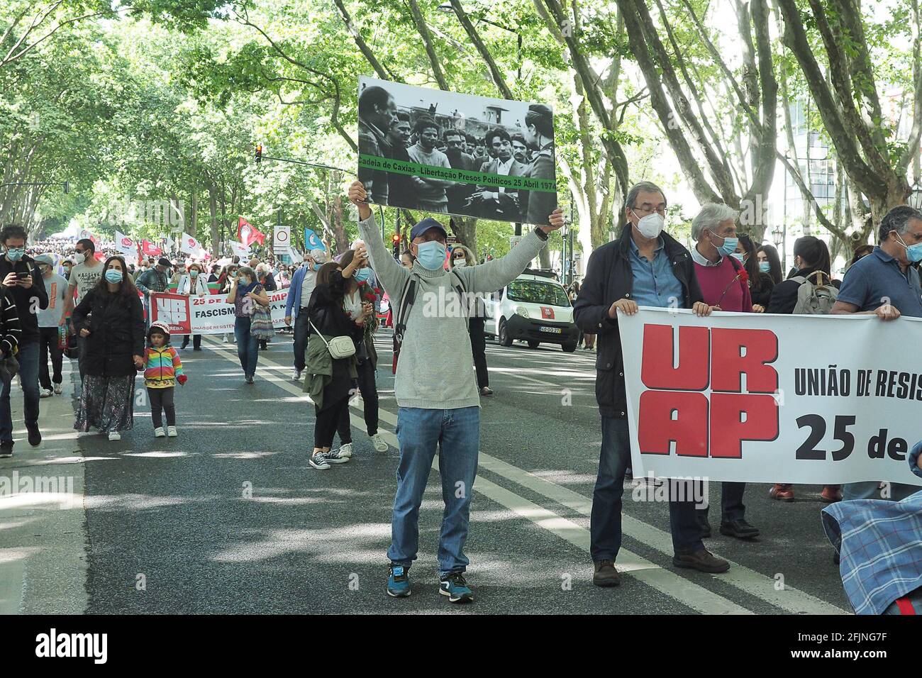 April 25, 2021 Portugal, Lisbon Thousands of people descended Av ...