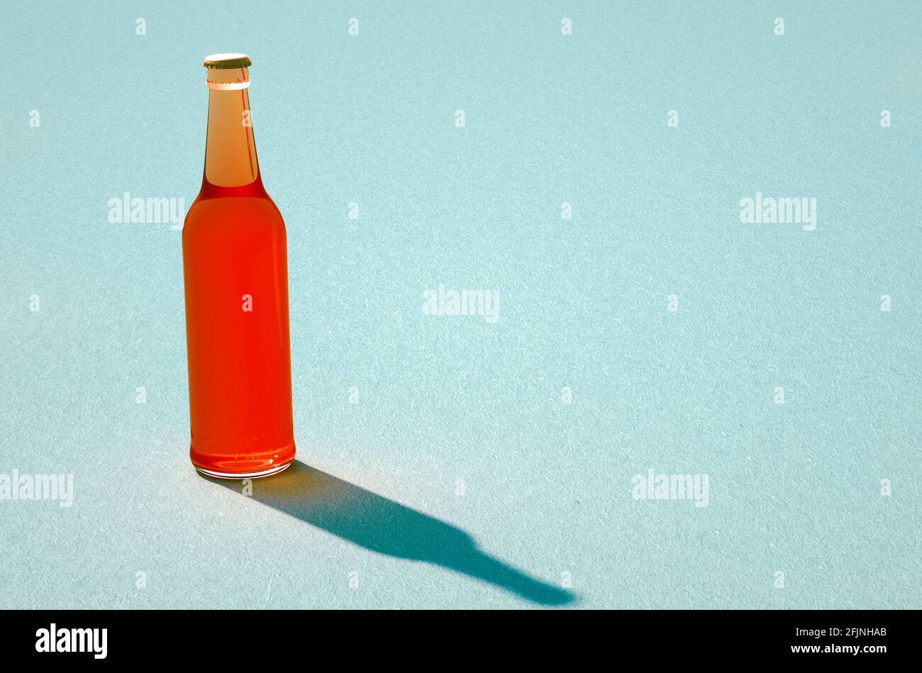 Various glass bottles with shadows on blue background. 3d models of ...