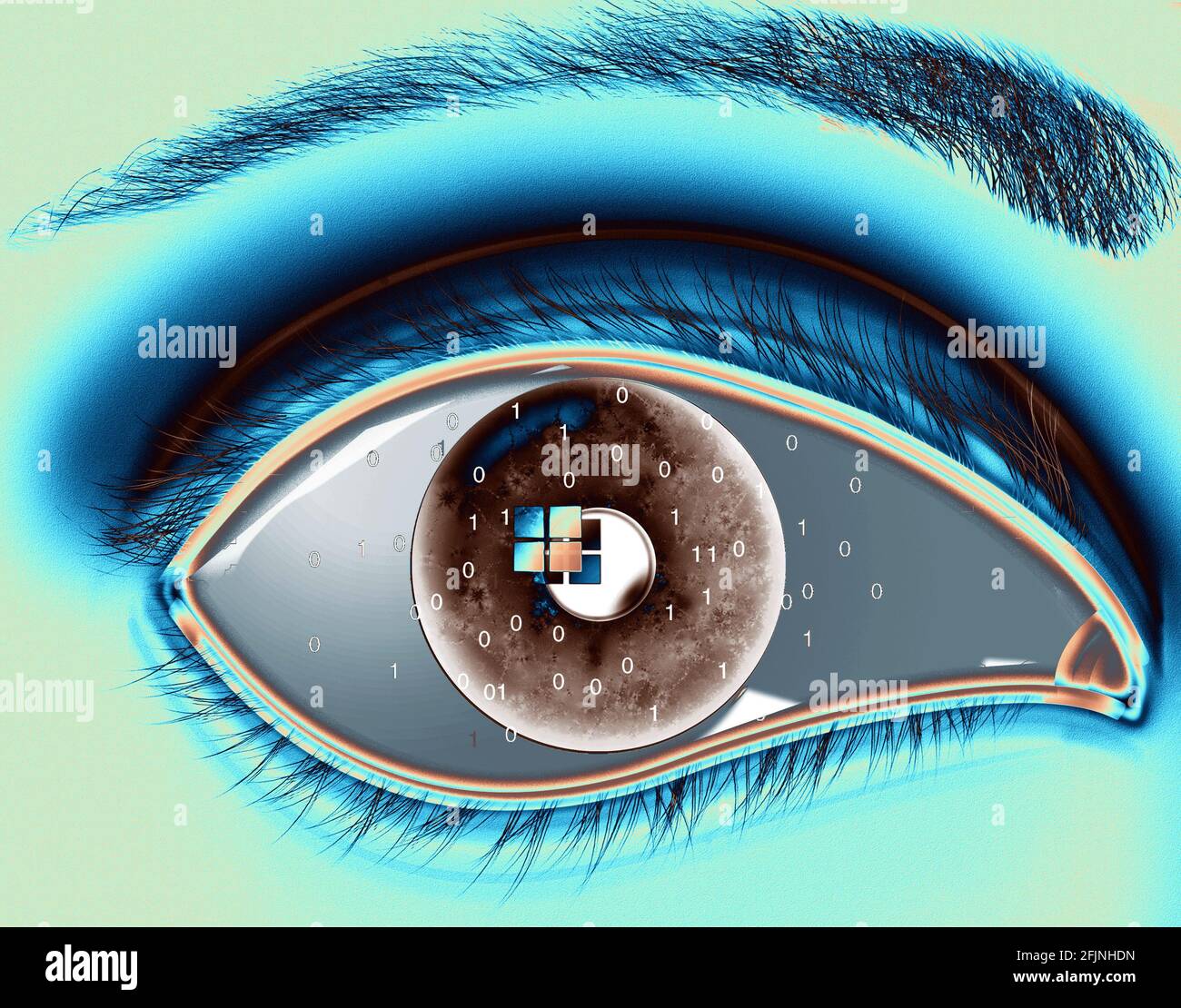 Binary code eye. 3D rendering Stock Photo - Alamy