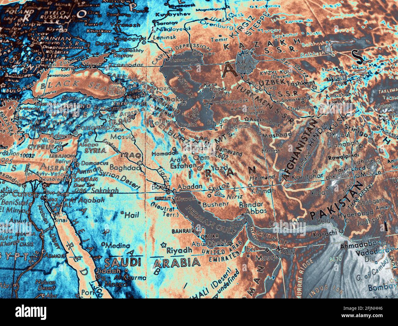 Middle East map painting. 3D rendering Stock Photo - Alamy