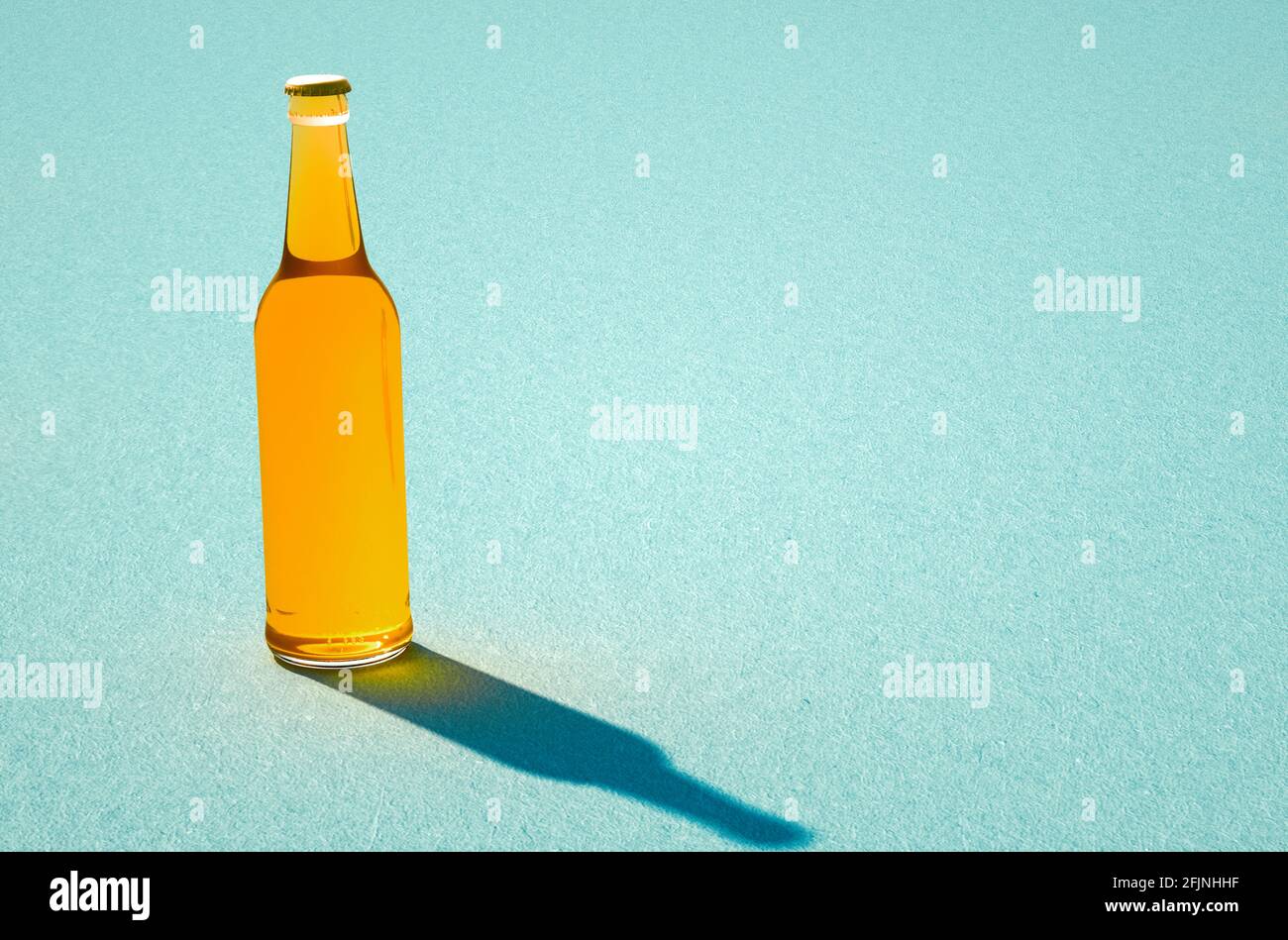 Various glass bottles with shadows on blue background. 3d models of ...