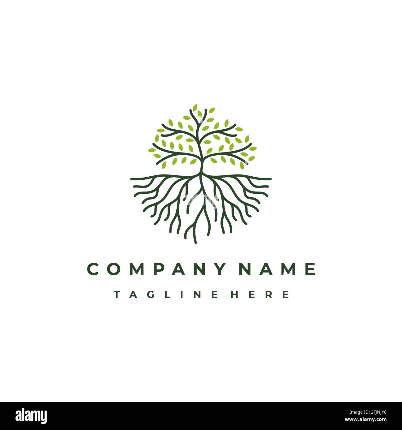 Line art tree logo design, tree and root vector. Tree of life logo ...