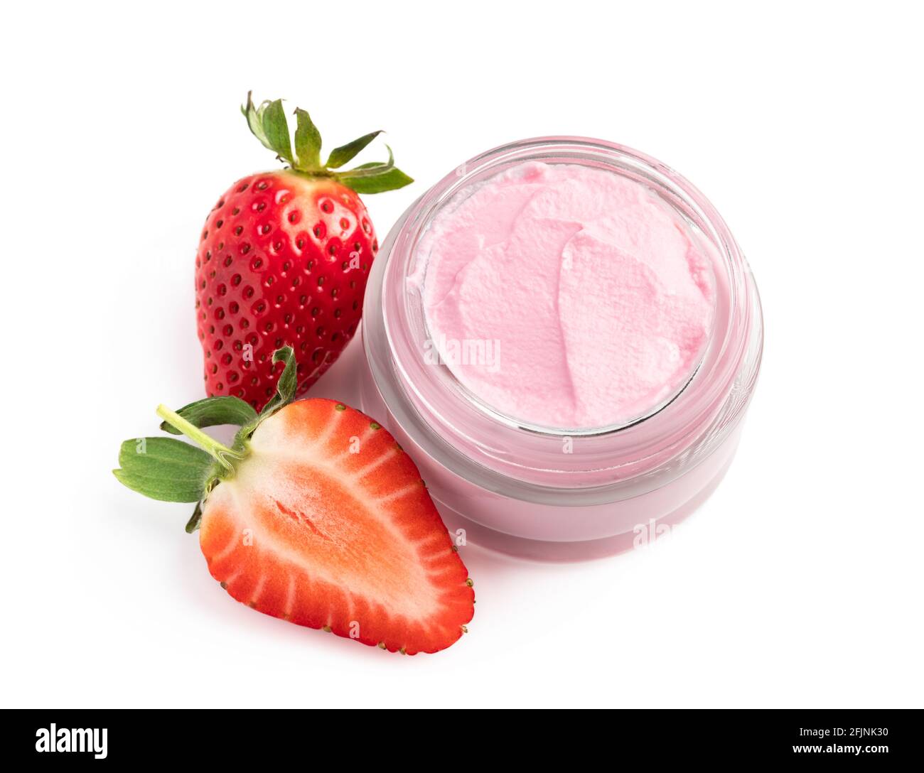 Homemade organic cosmetics with strawberry isolated on white background ...
