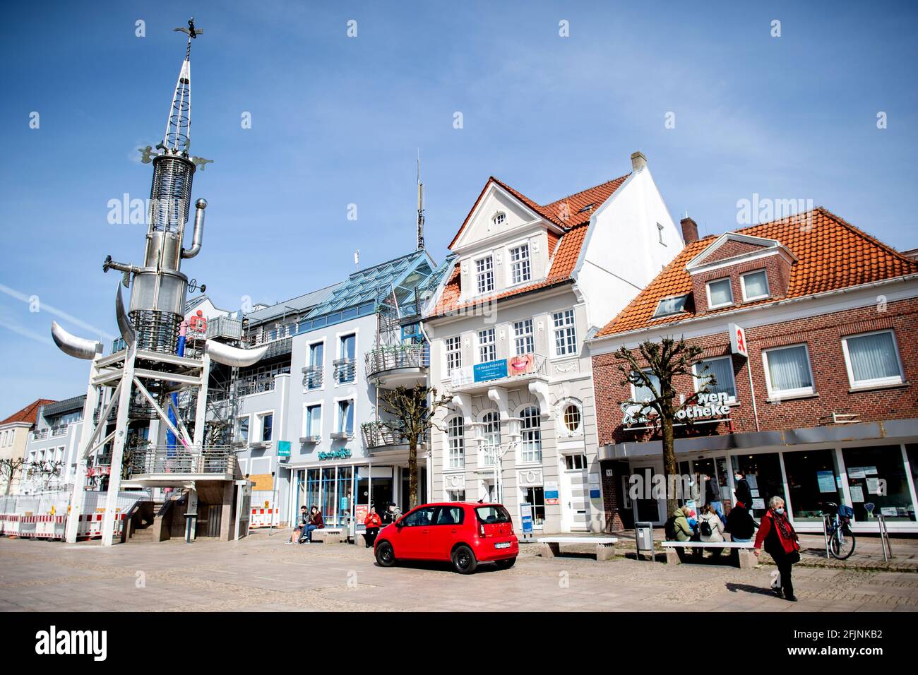 Aurich, Germany. 15th Apr, 2021. Several residential and commercial ...