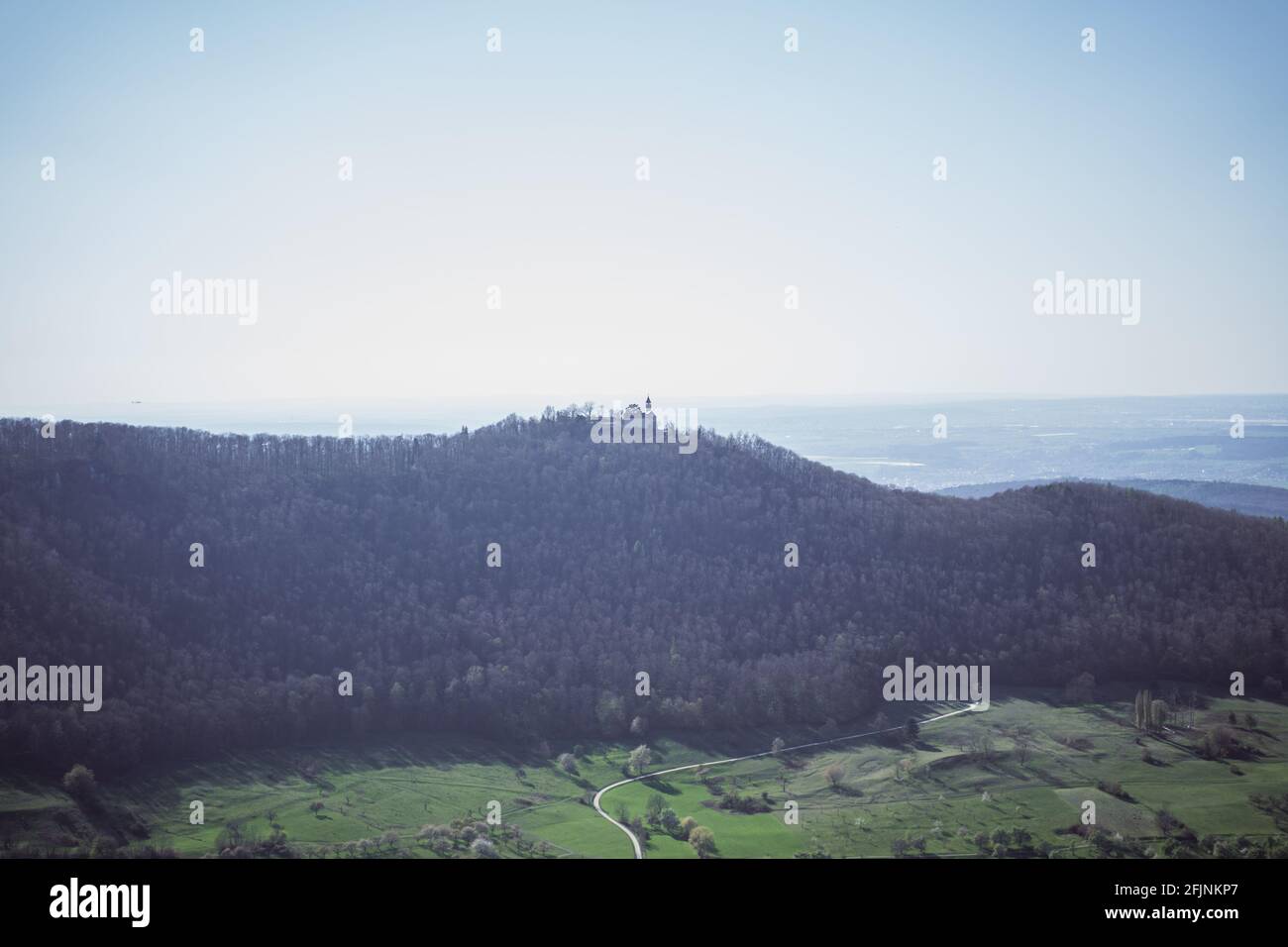 Castle on a hill near Stuttgart, Germany. Fort is surrounded by a ...