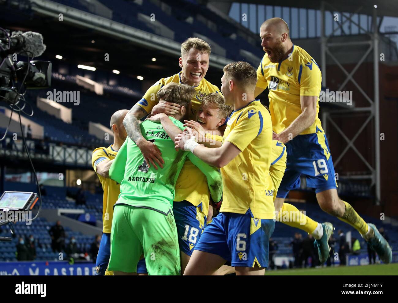 St Johnstone players celebrate with goalkeeper Zander Clark after ...