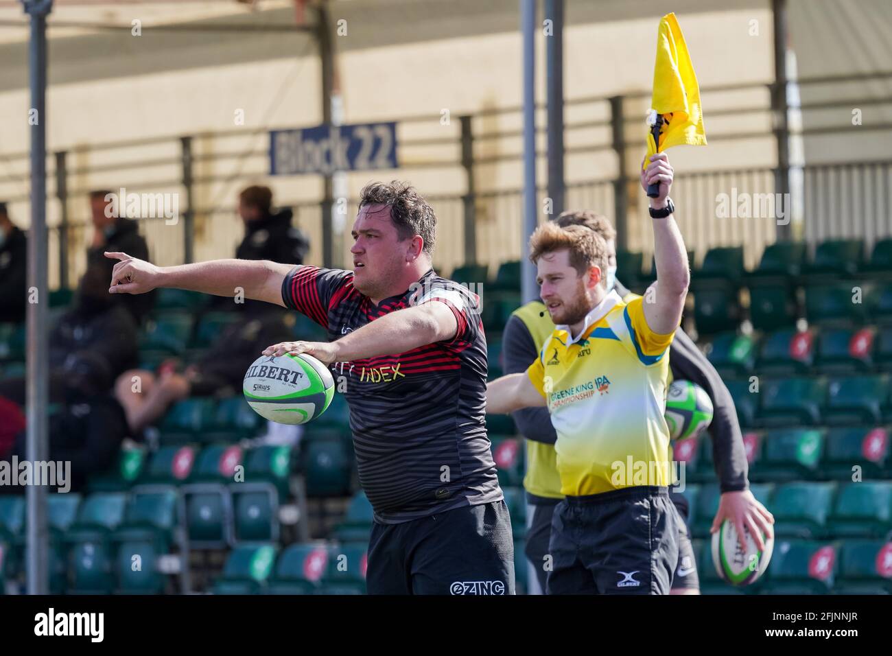 Jamie George #2 of Saracens organising the line out Stock Photo - Alamy