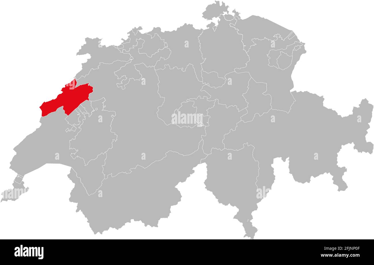 Neuchatel canton isolated on Switzerland map. Gray background ...