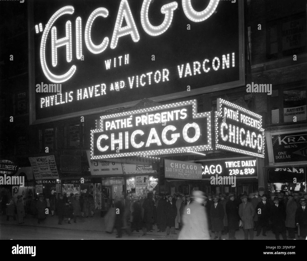 Front of US Movie Theatre / Cinema showing PHYLLIS HAVER as Roxie Hart ...