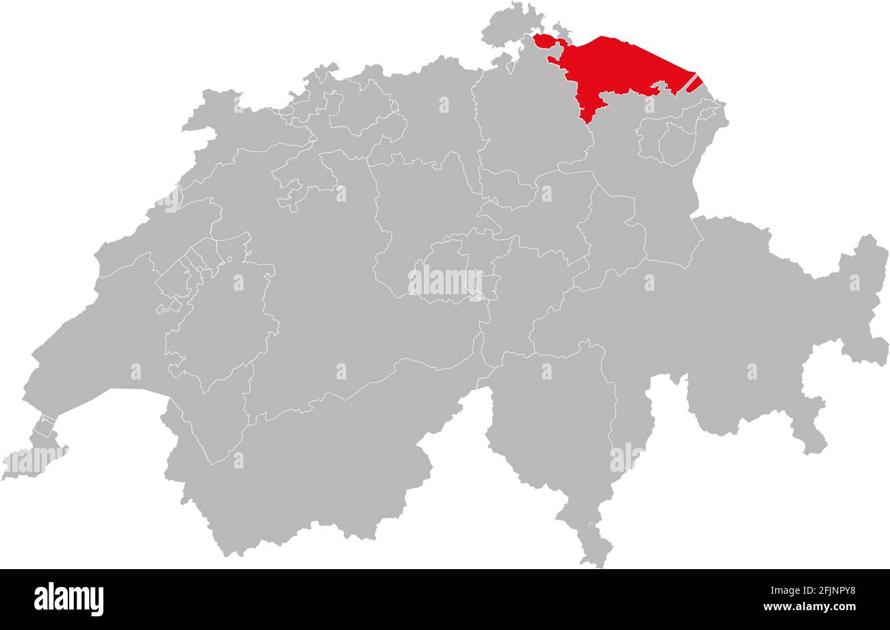 Thurgau canton isolated on Switzerland map. Gray background ...