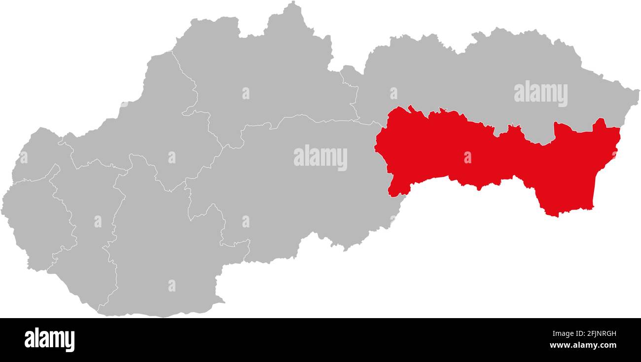 Kosice Region isolated on Slovakia map. Gray background. Backgrounds ...