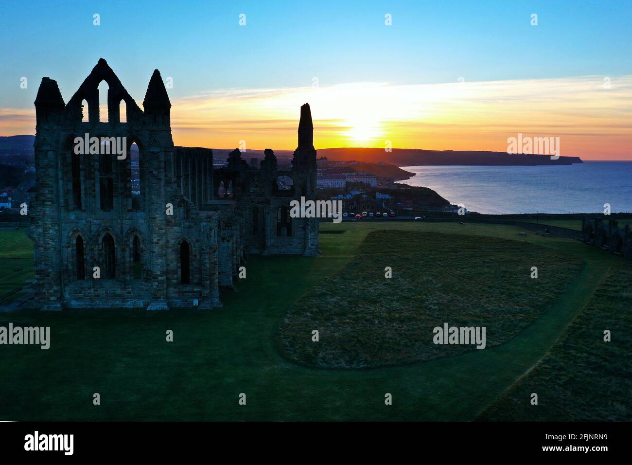 Sunset at Whitby Abbey Stock Photo - Alamy