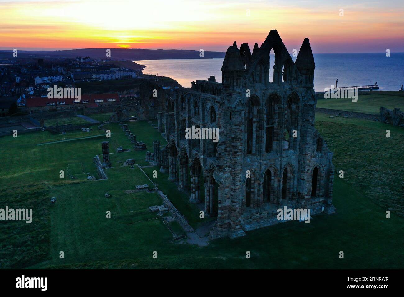 Sunset at Whitby Abbey Stock Photo - Alamy