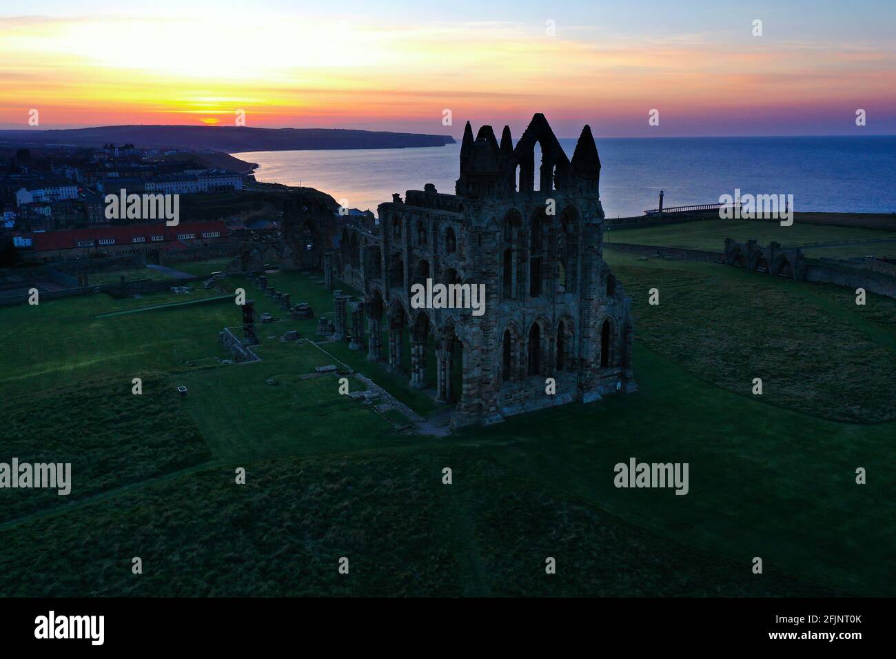 Sunset at Whitby Abbey Stock Photo - Alamy