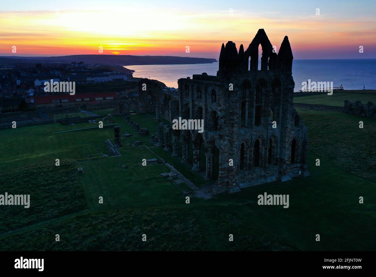 Sunset at Whitby Abbey Stock Photo - Alamy
