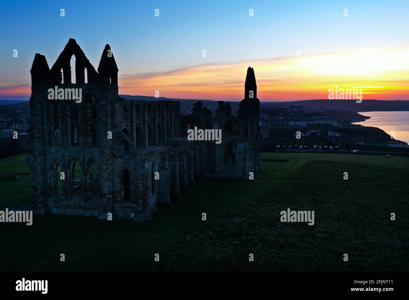 Sunset at Whitby Abbey Stock Photo - Alamy
