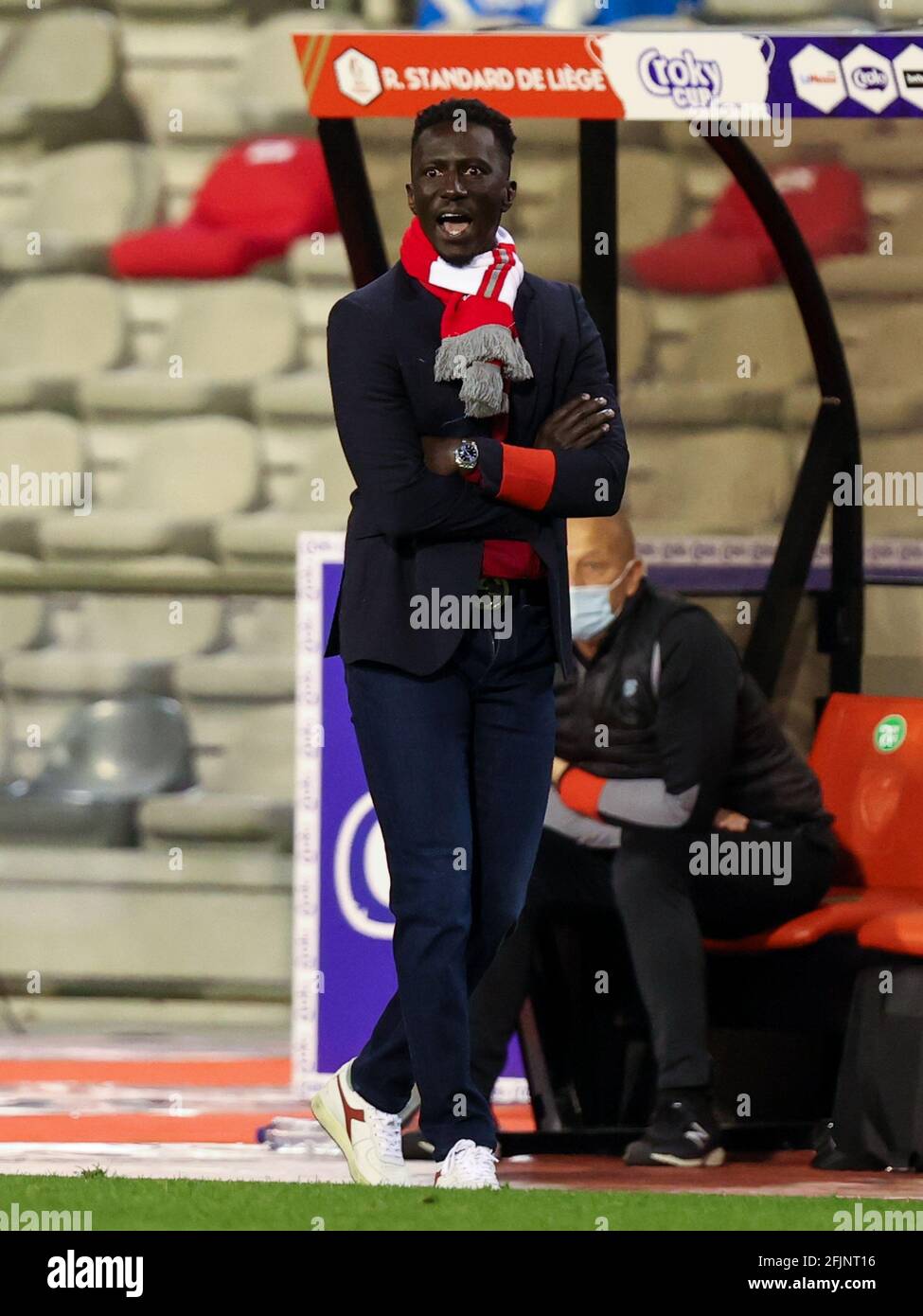 BRUSSEL, BELGIUM - APRIL 25: coach Mbaye Leye of Standard de Liege ...
