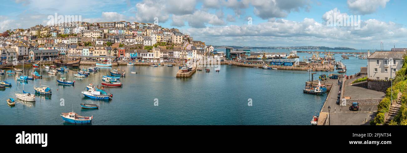 Panorama of Brixham at the Torbay coast, England, UK Stock Photo - Alamy