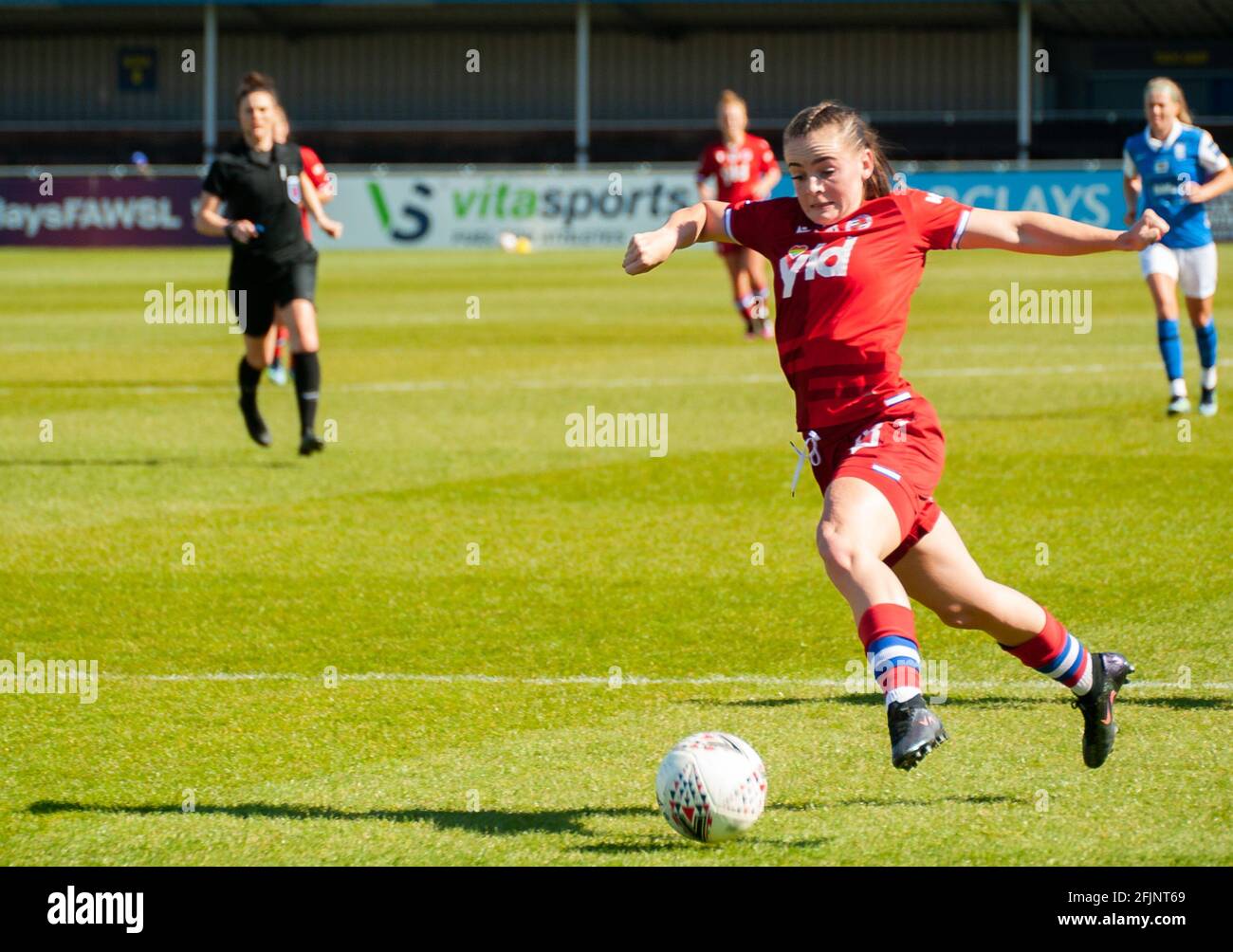 Solihull, UK. 25th Apr, 2021. Lily Woodham (#28 Reading) - During the ...