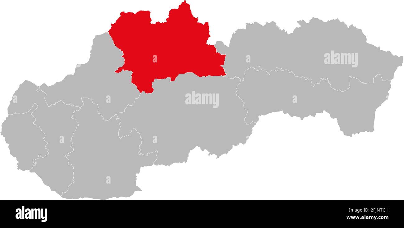Zilina Region isolated on Slovakia map. Gray background. Backgrounds ...
