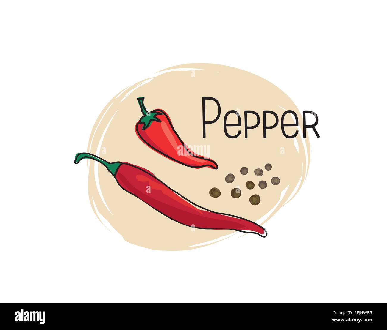 Pepper icon. Half and full spice pepper isolated on white background ...