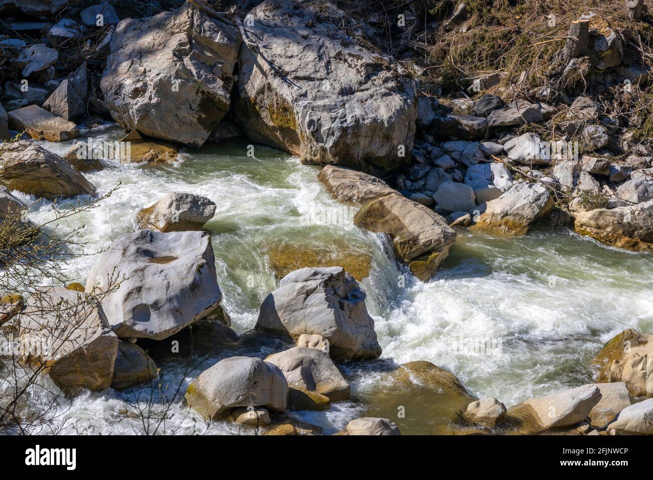 Hiking along the Oetztaler Ache to the Wellerbruecke in the Oetztal ...