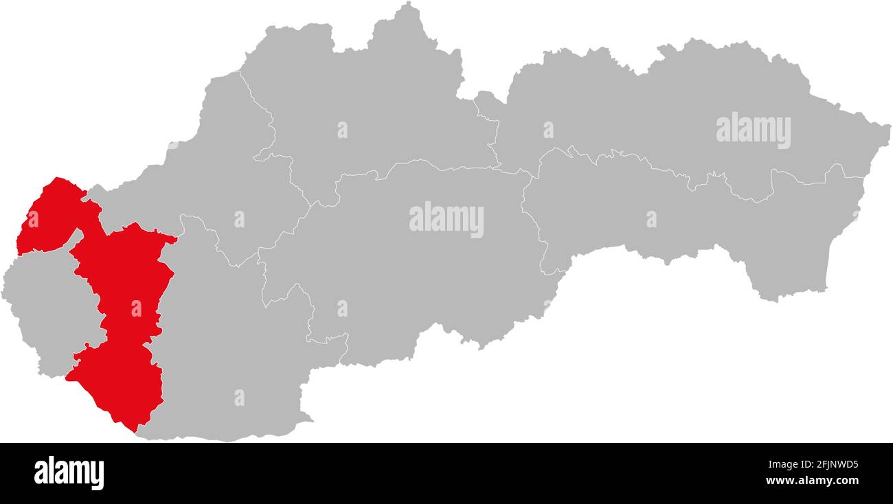 Trnava Region isolated on Slovakia map. Gray background. Backgrounds ...