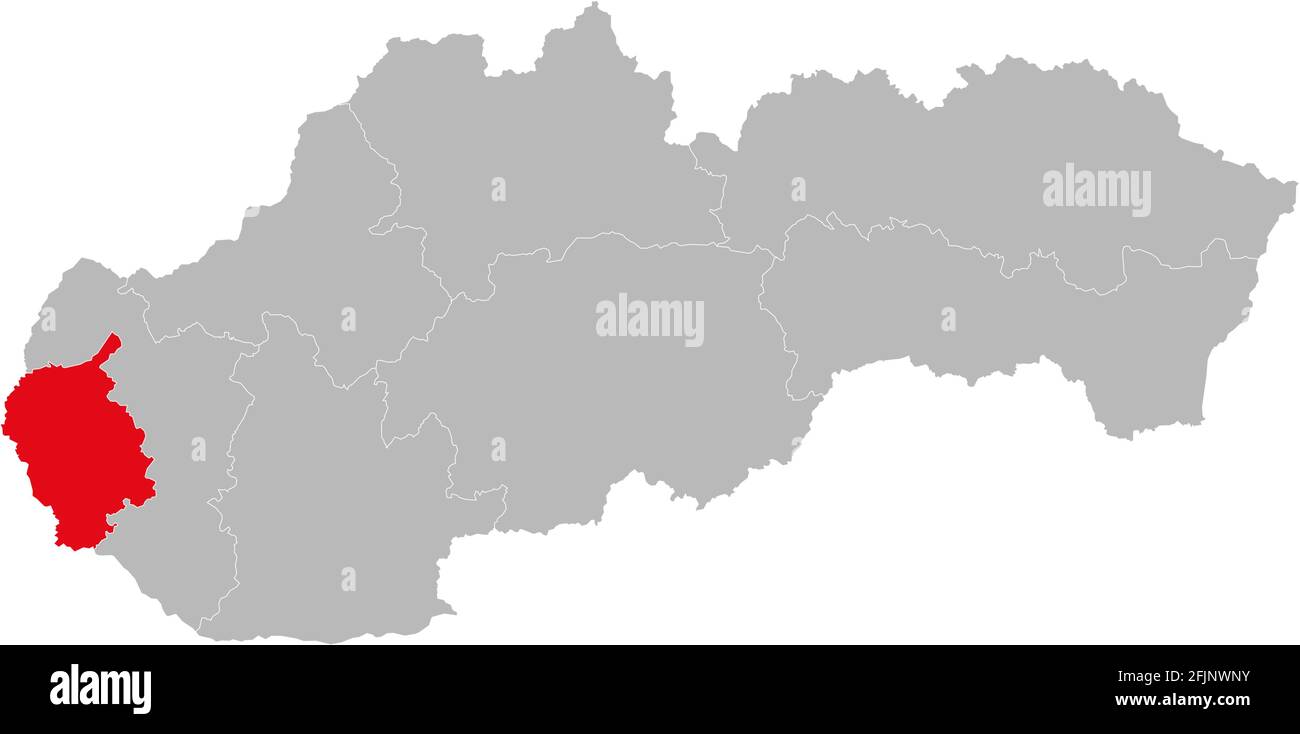 Bratislava Region isolated on Slovakia map. Gray background ...
