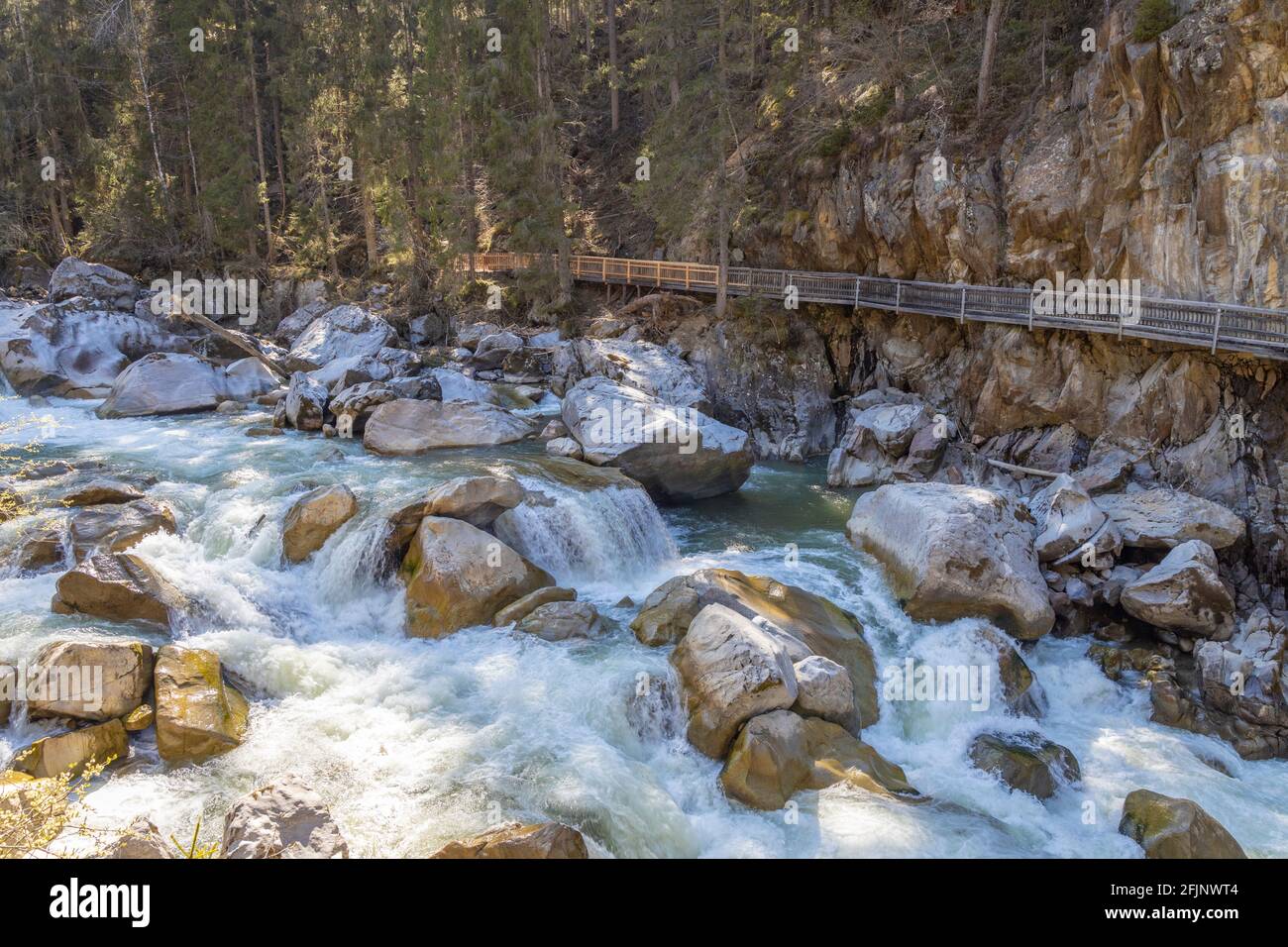Hiking along the Oetztaler Ache to the Wellerbruecke in the Oetztal ...