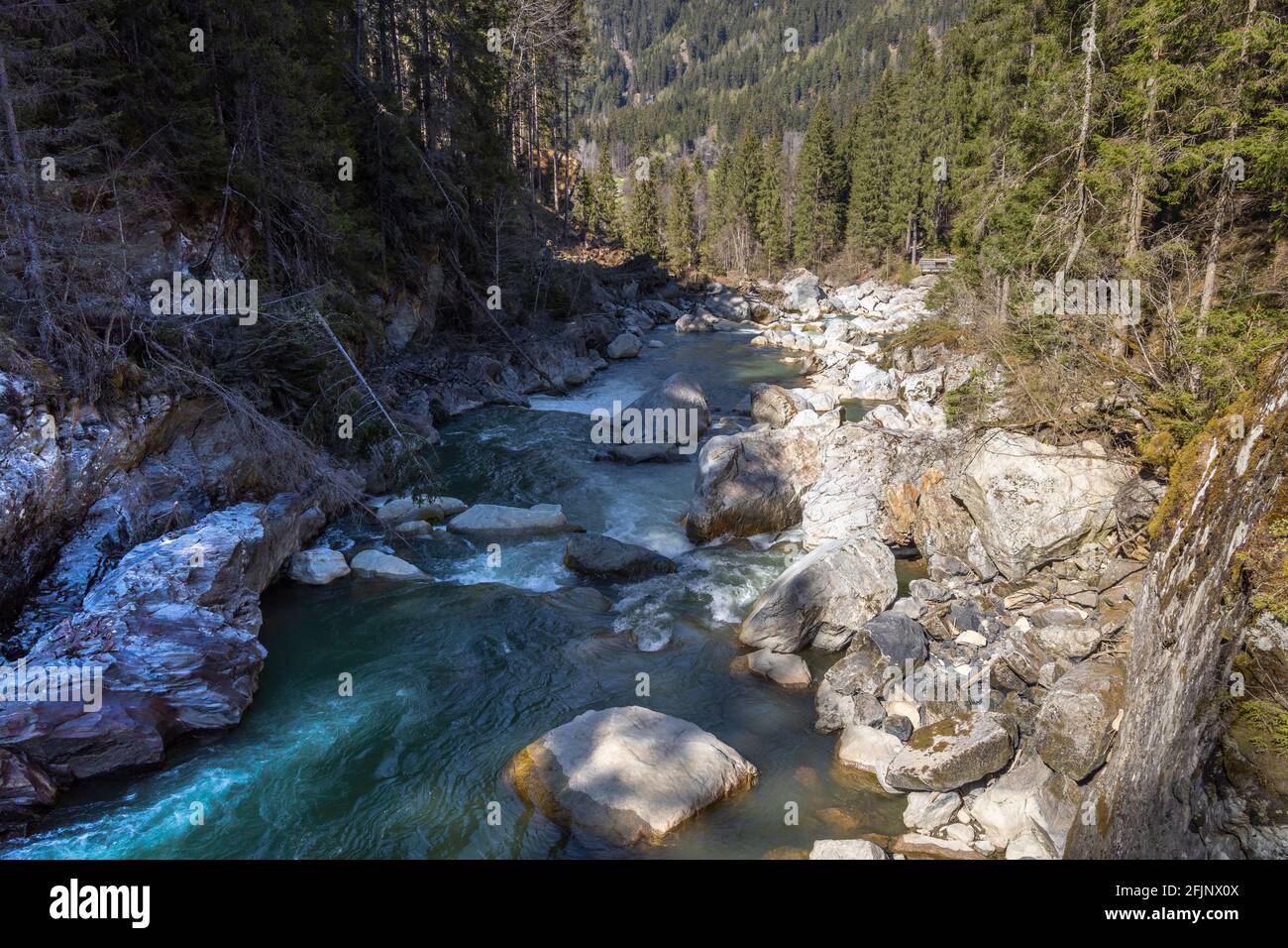 Hiking along the Oetztaler Ache to the Wellerbruecke in the Oetztal ...