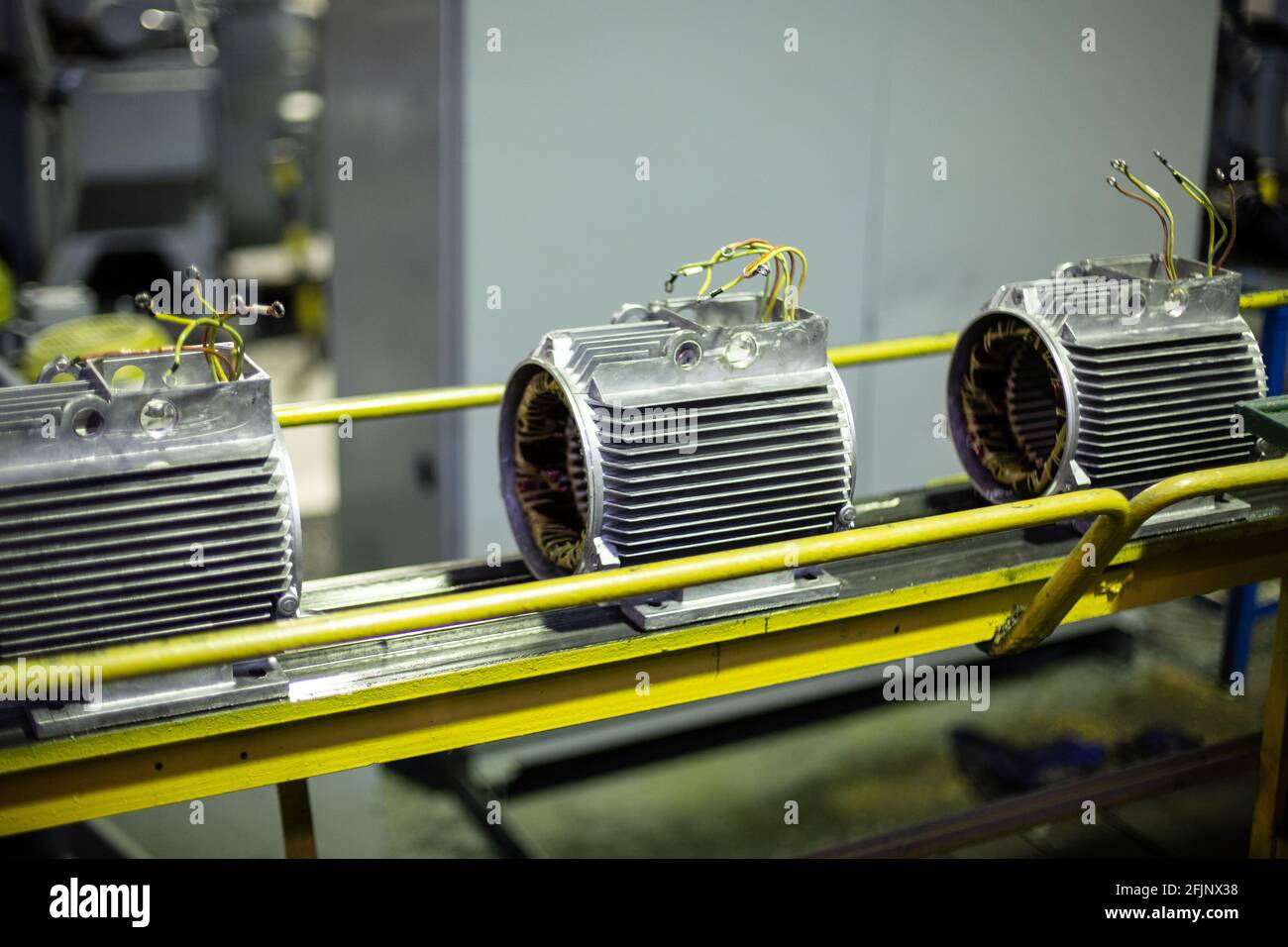 Parts of electric motors on assembly line of Semi-automated manual ...
