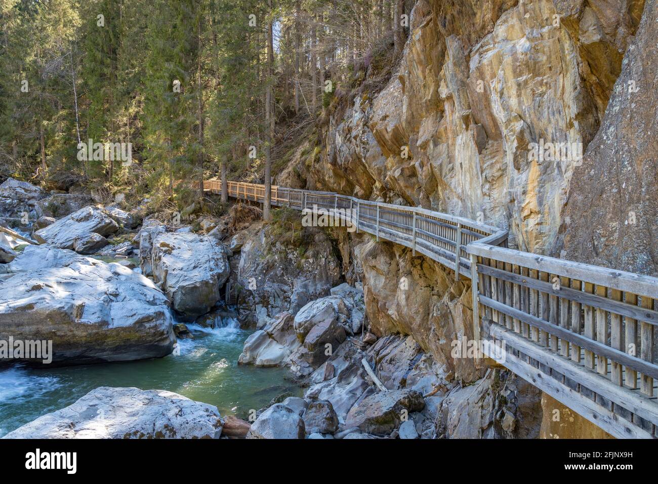 Hiking along the Oetztaler Ache to the Wellerbruecke in the Oetztal ...