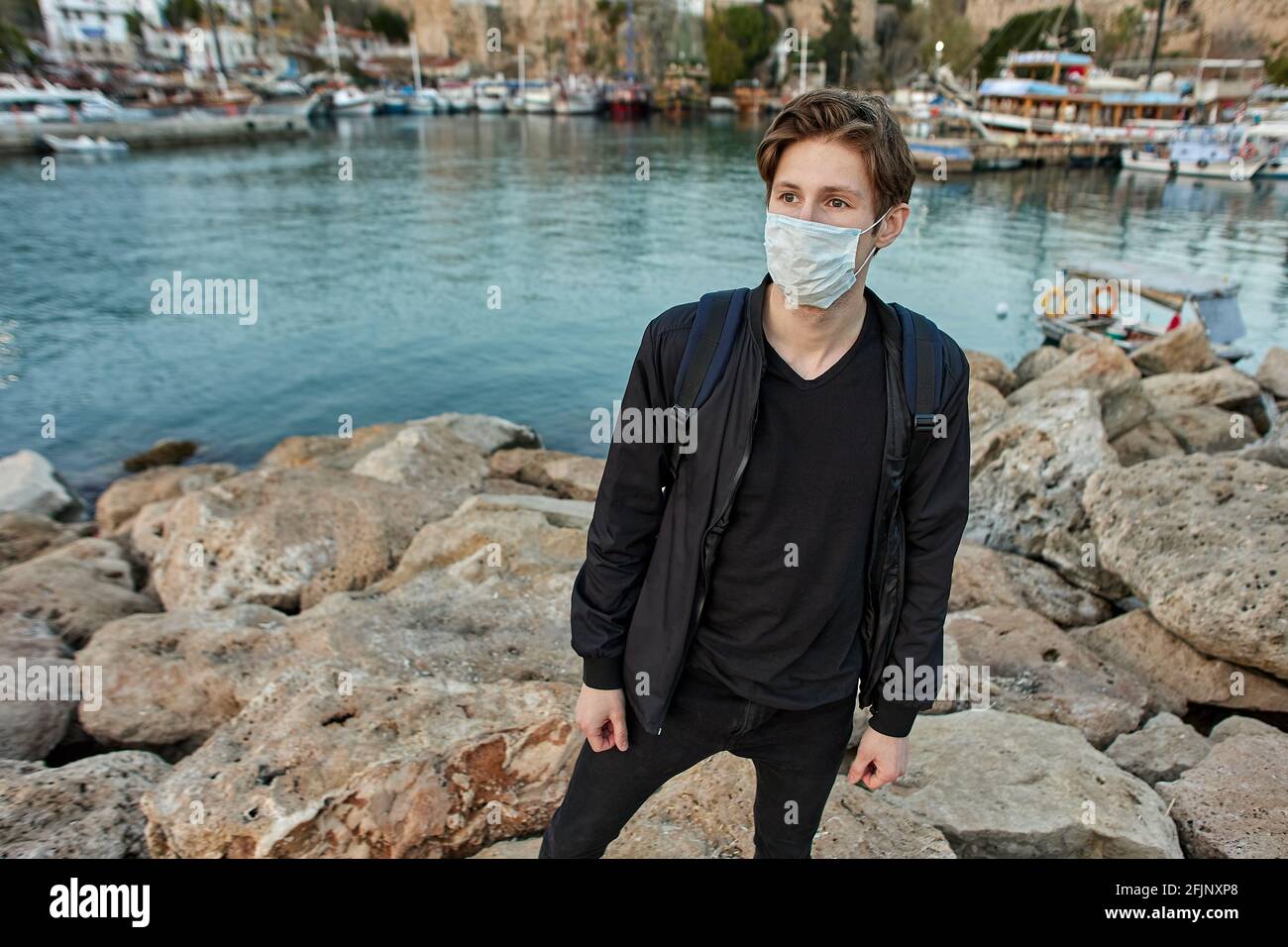 Face mask as PPE on a European tourist in Turkey Stock Photo - Alamy
