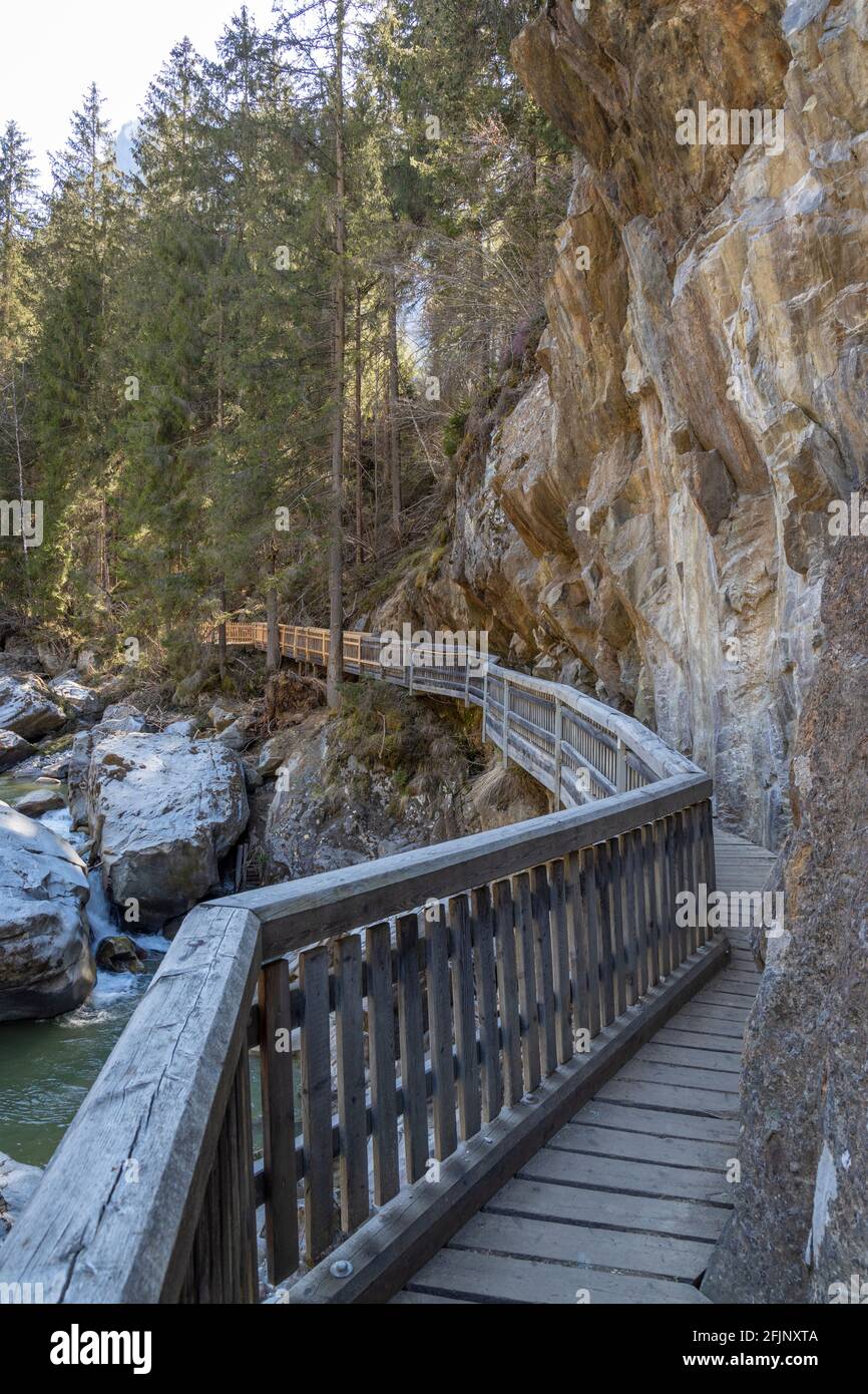 Hiking along the Oetztaler Ache to the Wellerbruecke in the Oetztal ...