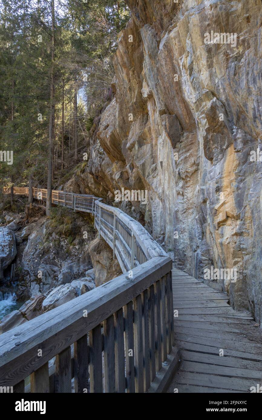 Hiking along the Oetztaler Ache to the Wellerbruecke in the Oetztal ...