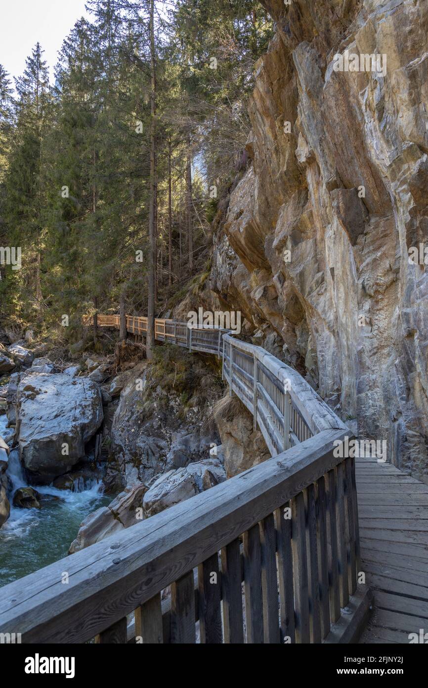 Hiking along the Oetztaler Ache to the Wellerbruecke in the Oetztal ...