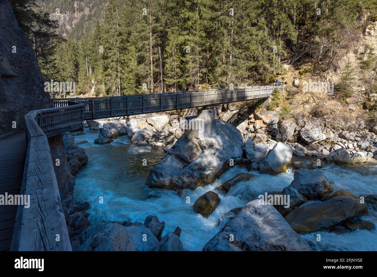 Hiking along the Oetztaler Ache to the Wellerbruecke in the Oetztal ...