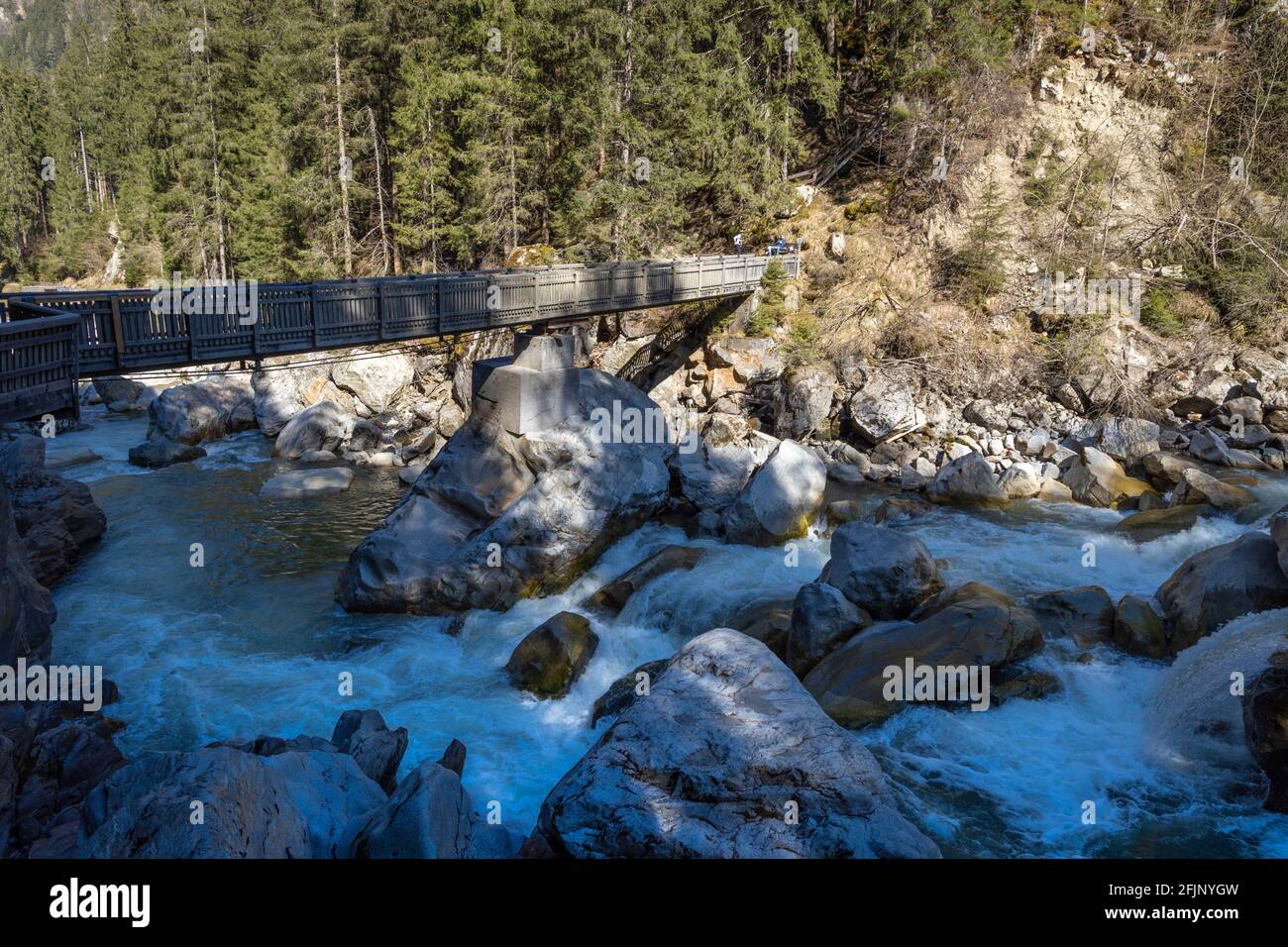 Hiking along the Oetztaler Ache to the Wellerbruecke in the Oetztal ...