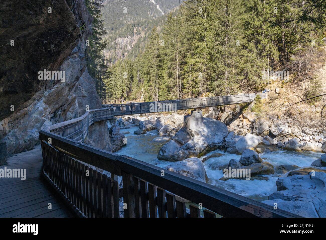 Hiking along the Oetztaler Ache to the Wellerbruecke in the Oetztal ...