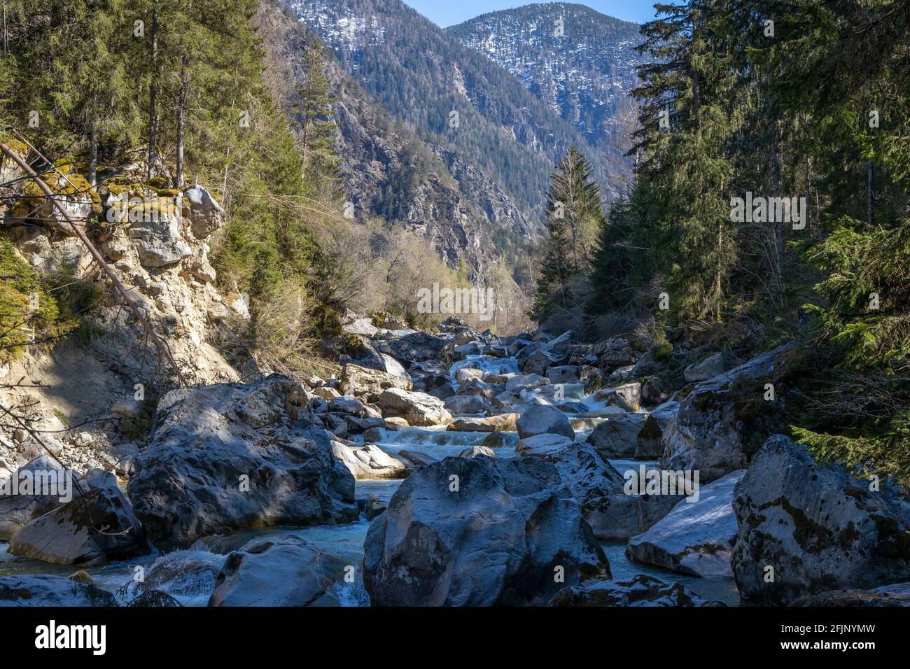 Hiking along the Oetztaler Ache to the Wellerbruecke in the Oetztal ...
