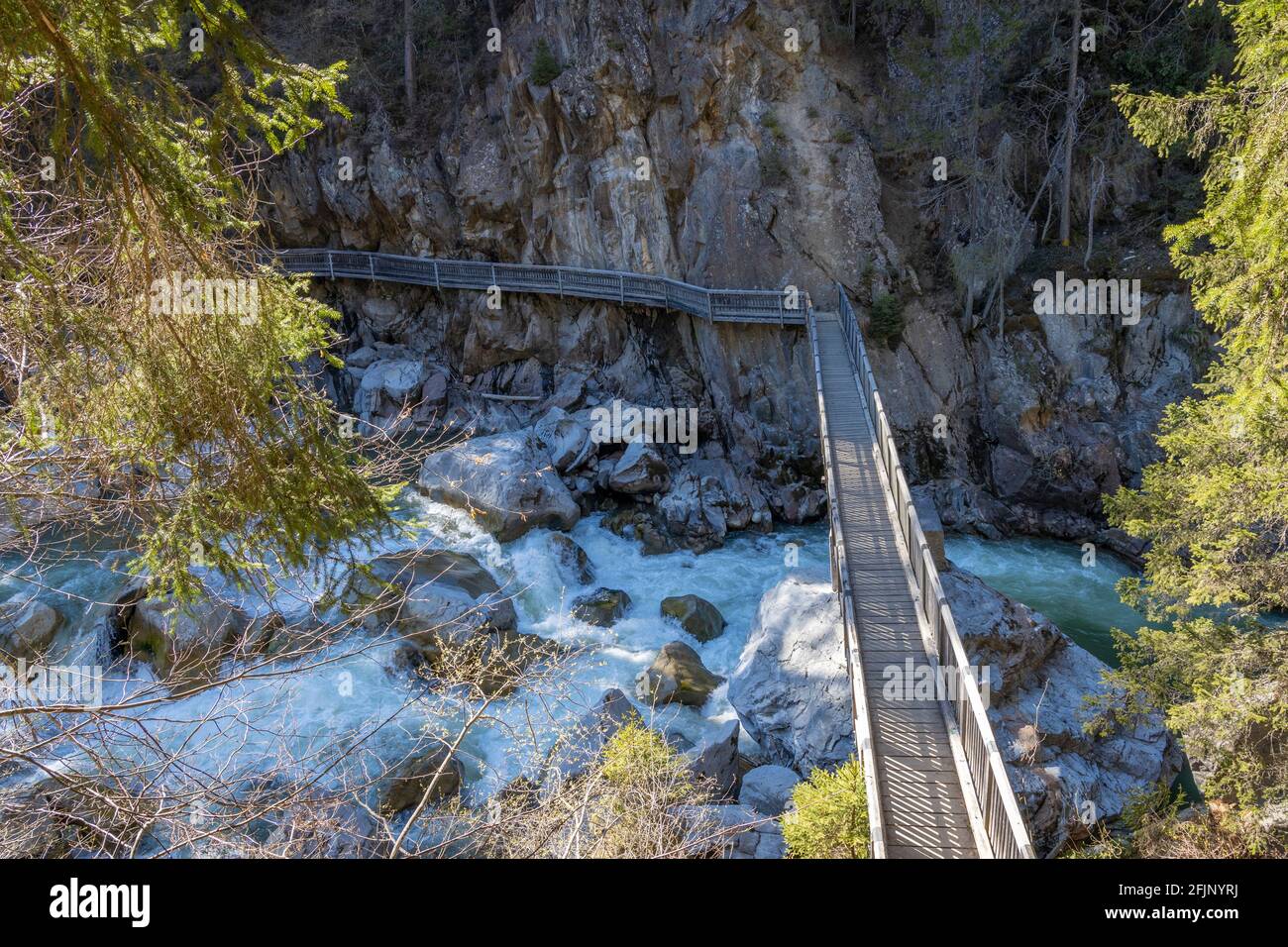 Hiking along the Oetztaler Ache to the Wellerbruecke in the Oetztal ...