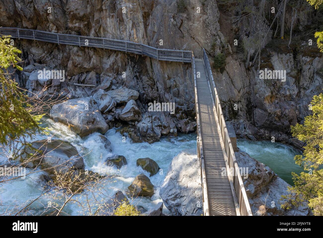 Hiking along the Oetztaler Ache to the Wellerbruecke in the Oetztal ...