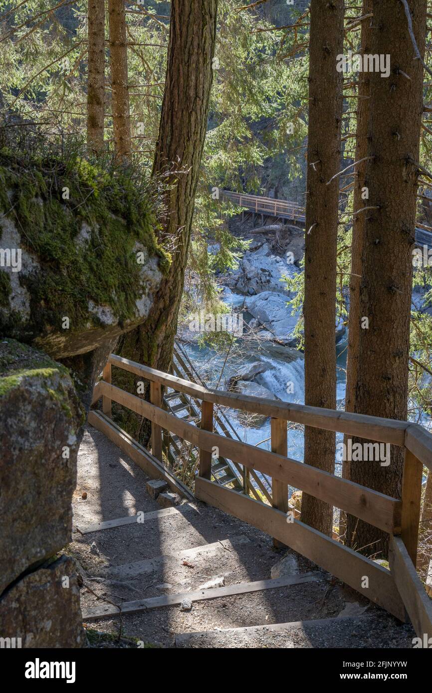 Hiking along the Oetztaler Ache to the Wellerbruecke in the Oetztal ...