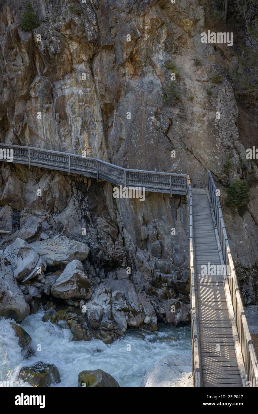 Hiking along the Oetztaler Ache to the Wellerbruecke in the Oetztal ...