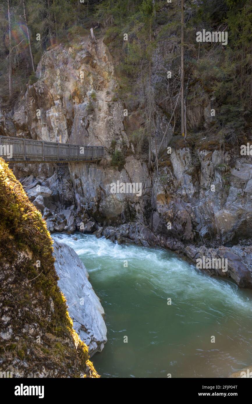 Hiking along the Oetztaler Ache to the Wellerbruecke in the Oetztal ...